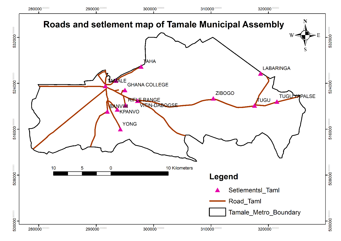 Settlements and Roads | Tamale Metropolitan Profile